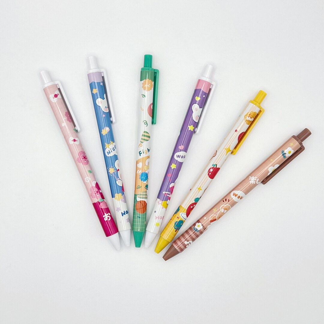 Toffee Bunny & Cheese Bear Set of 6 Bear Cute Bunny Bear Gel Pen/ Fine ...