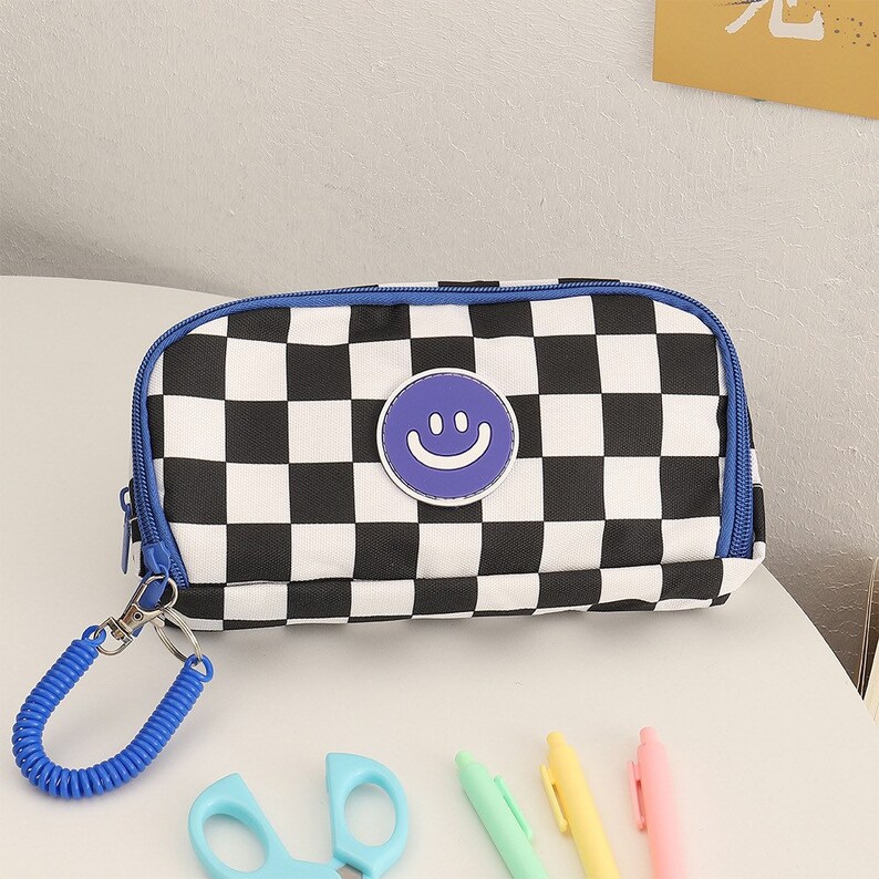 Cute Minimalism Checkerboard Pattern Pen Case Large Capacity - Etsy