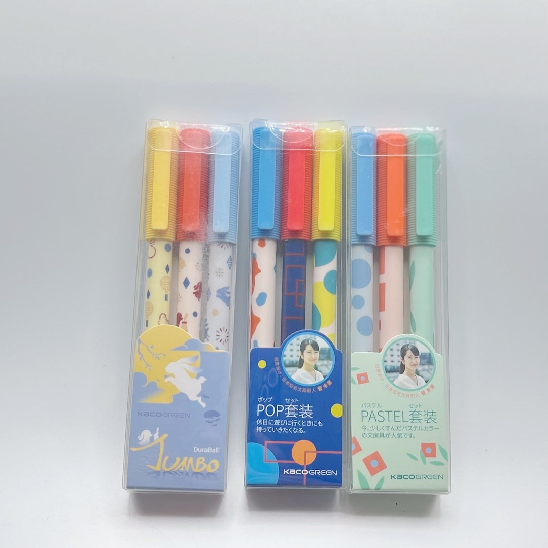 Kaco Jumbo Set of 3 Large Ink Capacity Pens/ Japanese Designer Limited ...