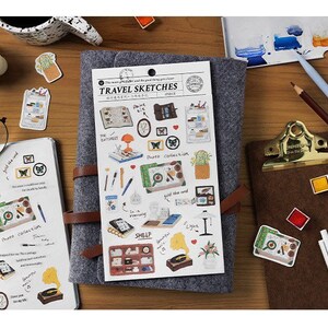 IFM 18 Pieces Travel Sketches Travel Trinkets Sticker/ Stationery ...
