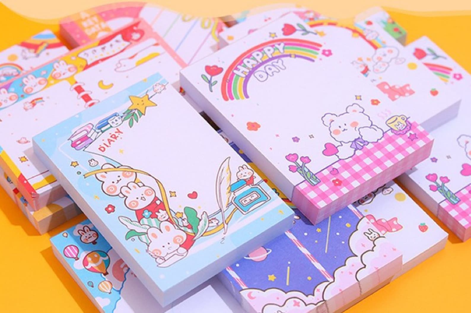 Set of 5 Doodle Bunny Memo Pad Set/ 500 Pages Mini Memo Pads - Etsy