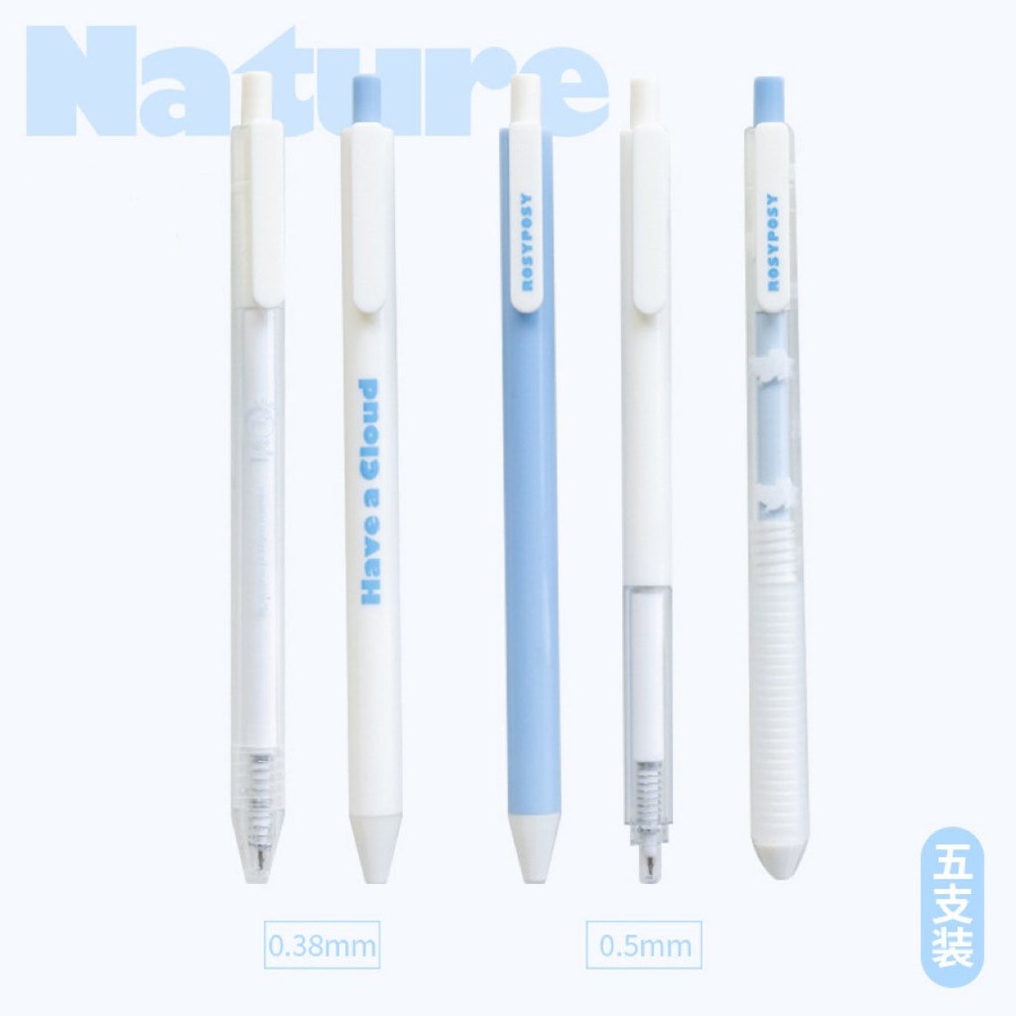 Rosyposy Flower& Poems Gel Pen/ Set of 5 Aesthetic Black Ink - Etsy