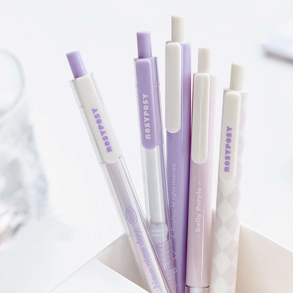 Rosyposy Flower& Poems Gel Pen/ Set of 5 Aesthetic Black Ink - Etsy