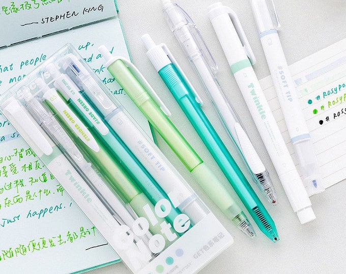Rosyposy Color Note Gel Pen and Highlighter Set / Set of 5 Aesthetic ...
