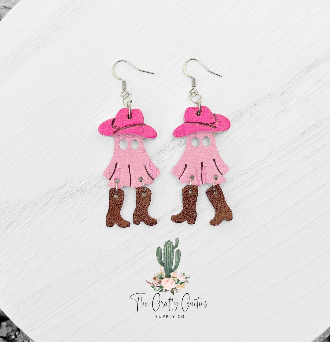 2” Cowgirl Ghost Embossed Earring Die, #165 Halloween Dies, Ghost Die ...