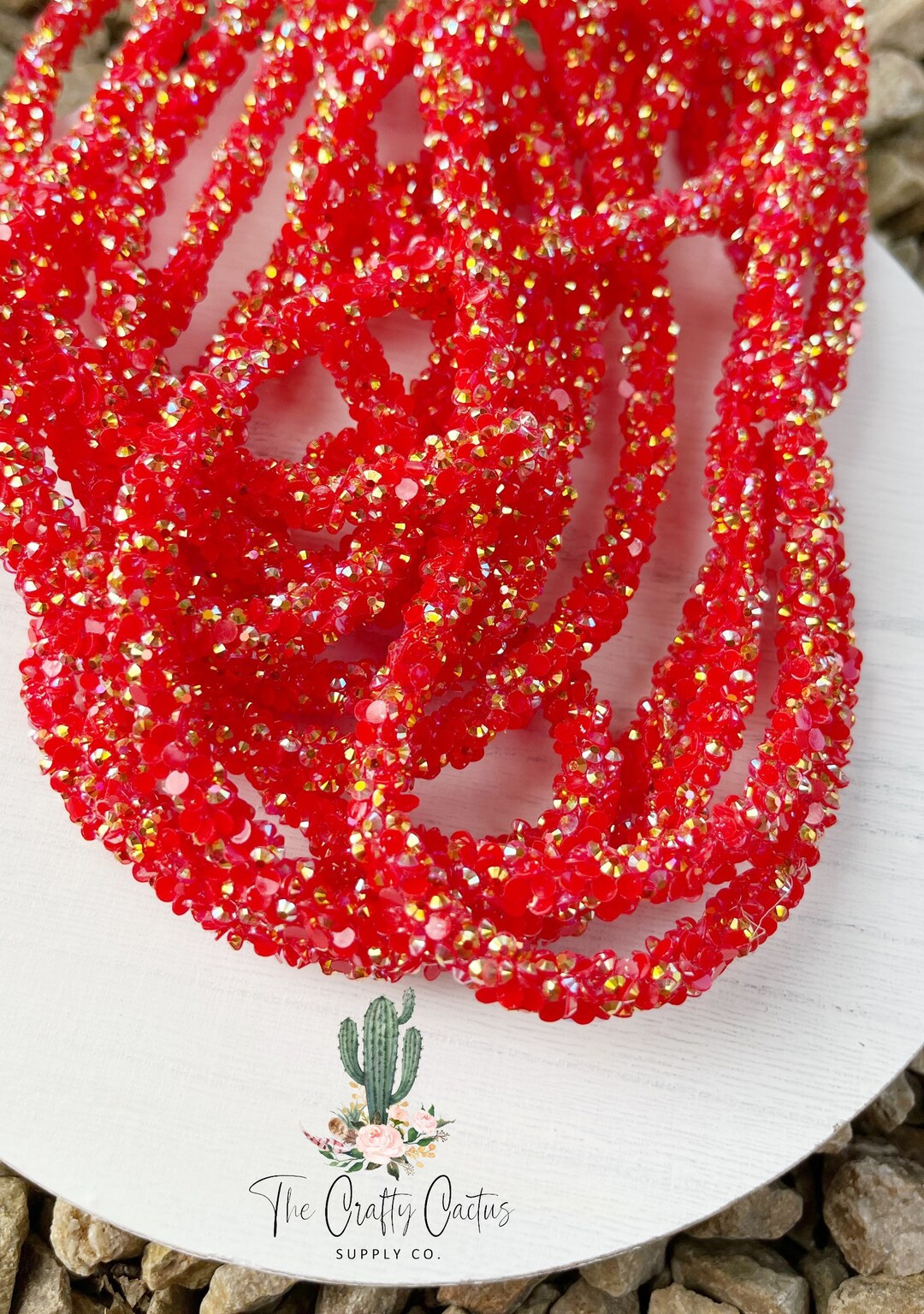 1 Yard Bright Red Chunky Rhinestone Glitter Rope 3 Rope for - Etsy