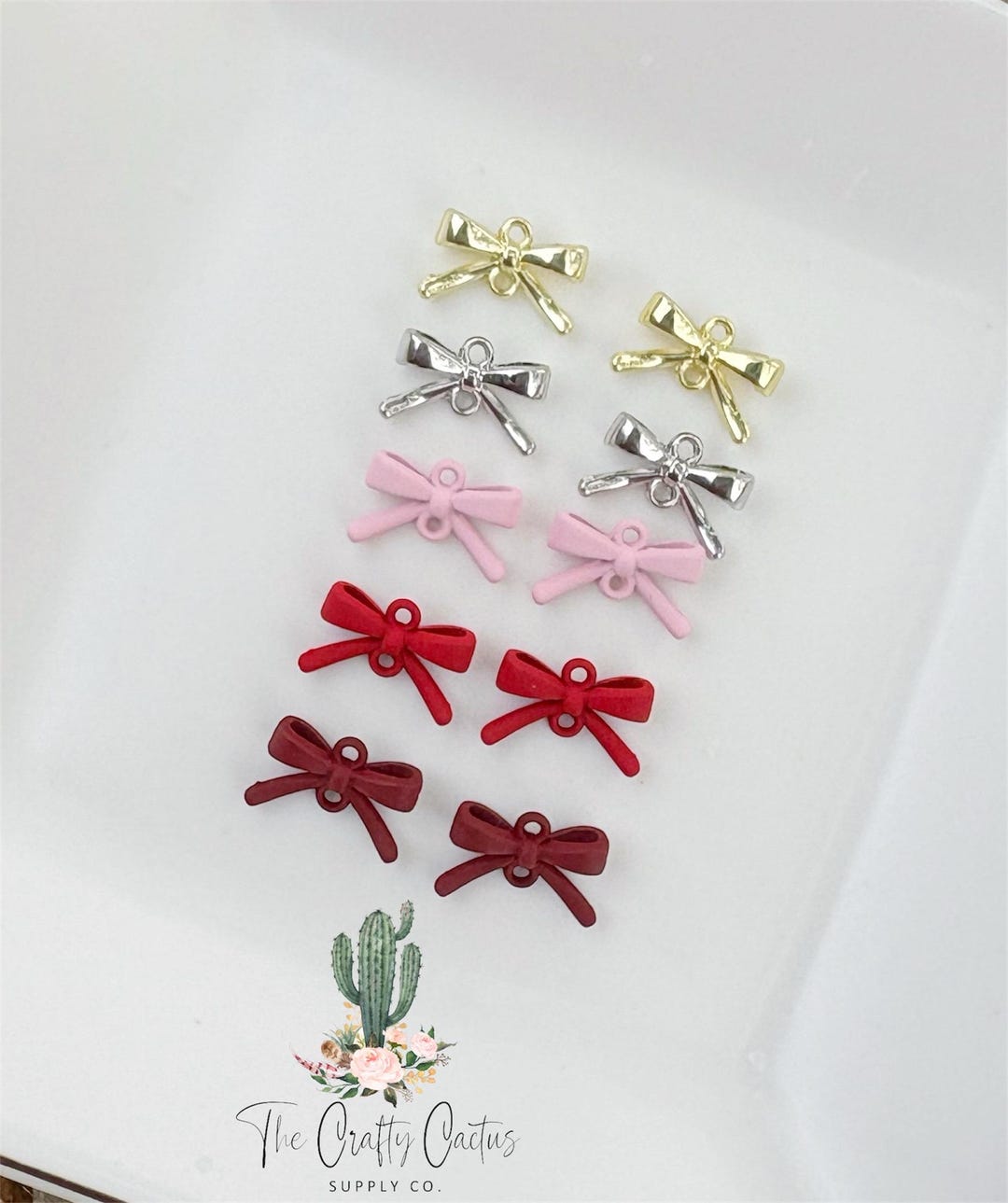 6pcs Bow Earring Connector Charms, #474 Jewelry Making, Bow Charms ...