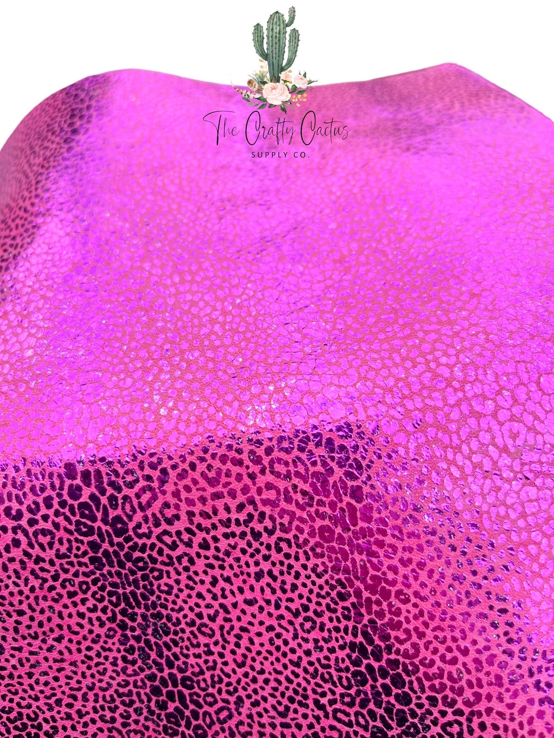 8”x10” Hot Pink Metallic Mini Leopard on HOT PINK Cowhide Buttercream ...