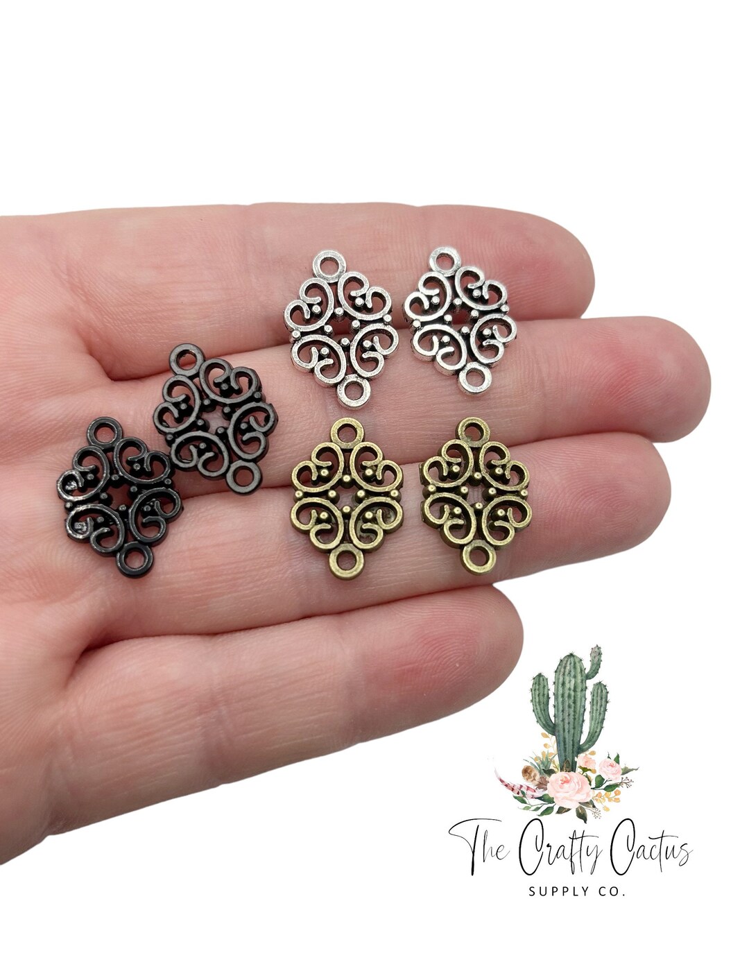 6pcs Fancy Charm Connectors, #323 Jewelry Making, Earring Charms ...