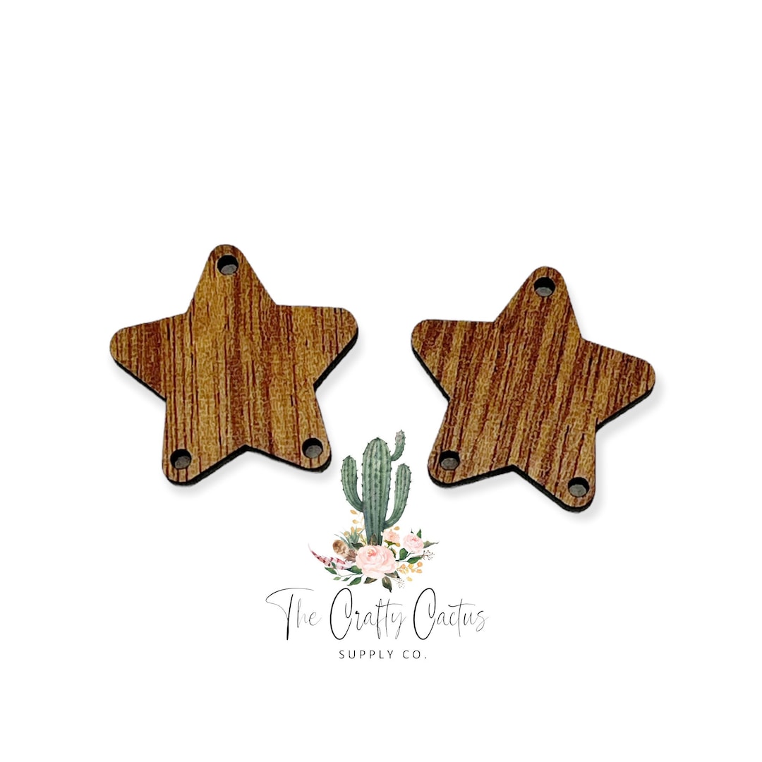 6pcs SMALL Star Sapele Connector Wooden Pieces That Go W/crafty Cactus ...
