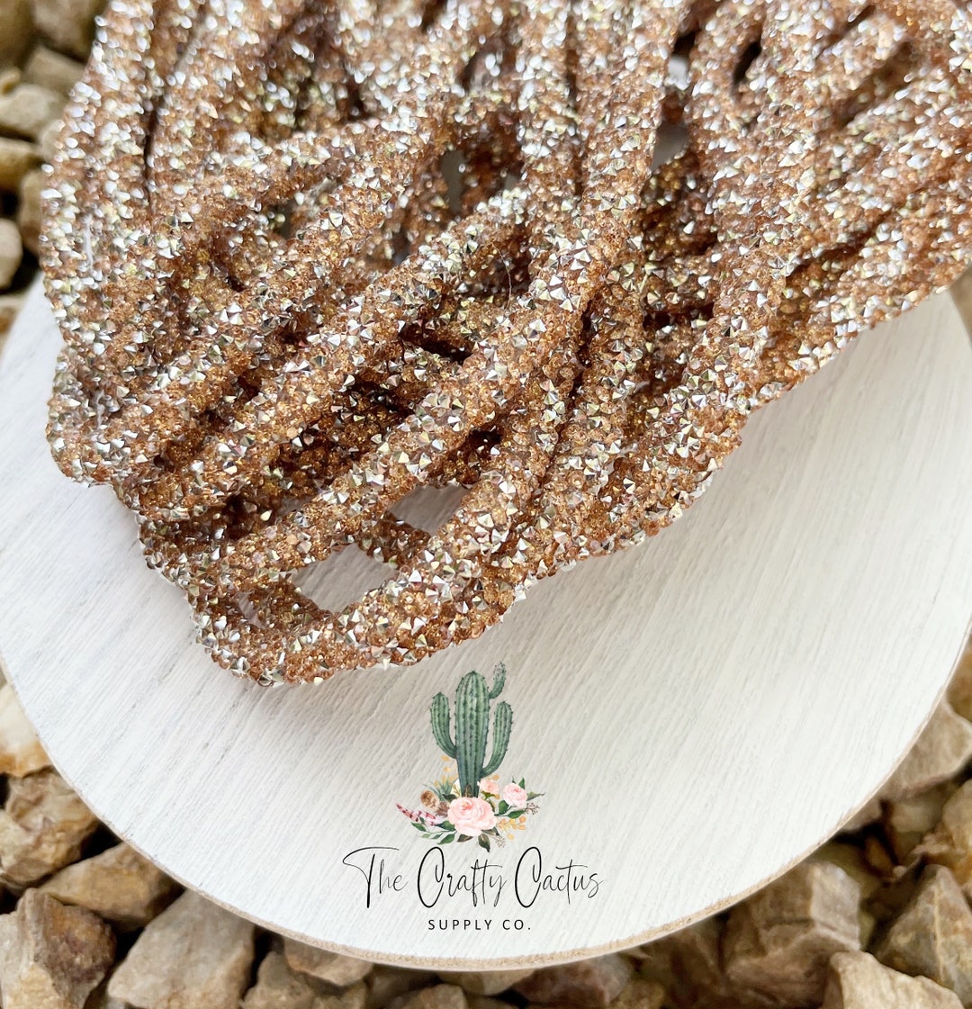 1 Yard Champagne Silver Rhinestone Glitter Rope, #42 Rope for Earring ...