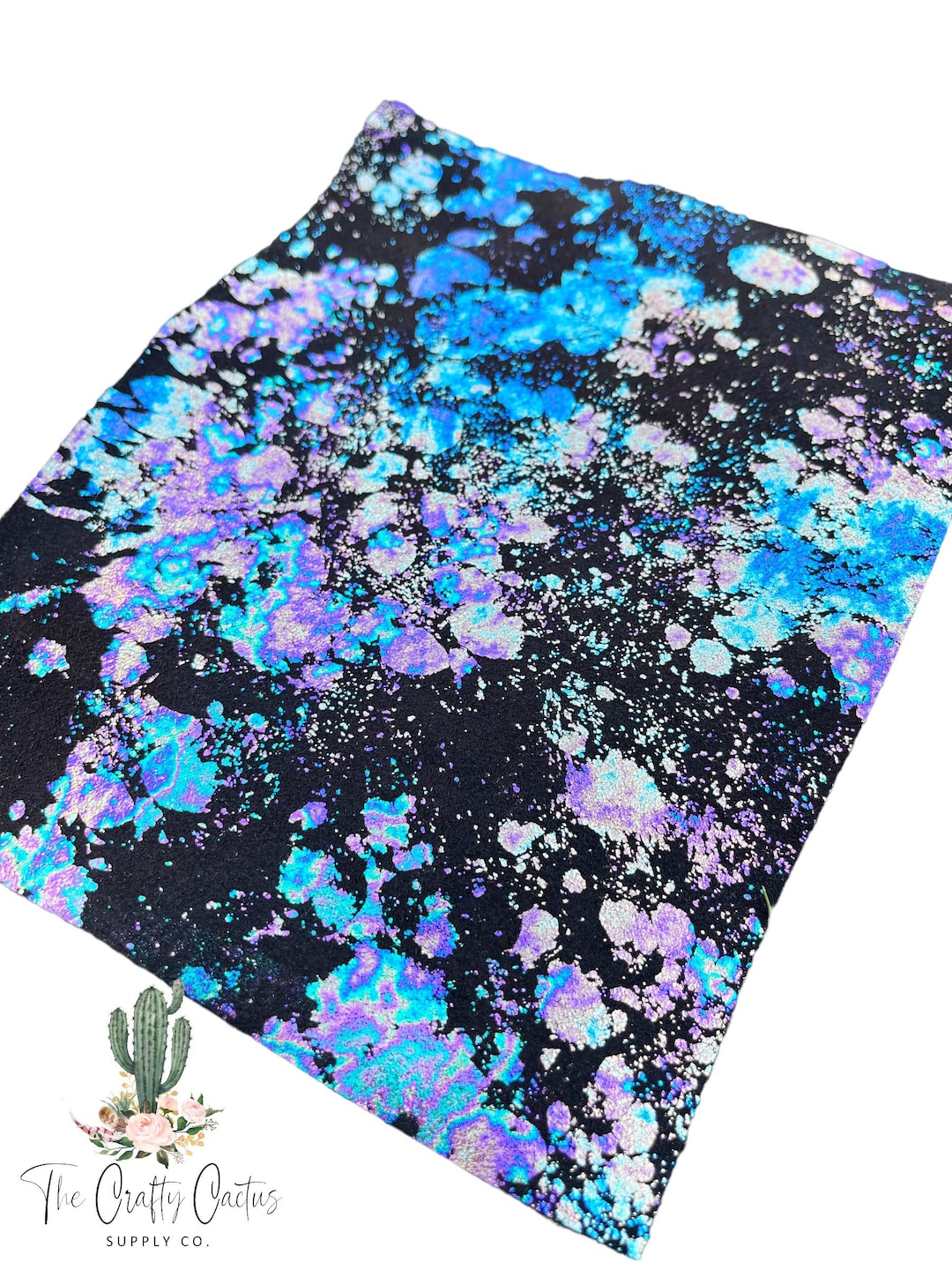 8”x10” Oil Spill Splatter Metallic on Black Cowhide Suede Leather ...