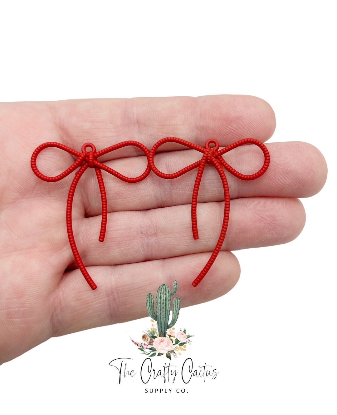 6pc RED Bow Charms, #420 Jewelry Making, Earring Charms, Bow Charms ...