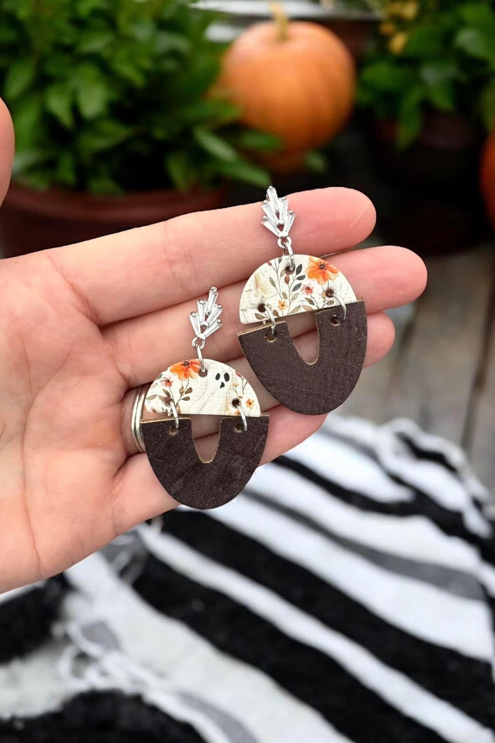4”x6” Boho Halloween Ghosts Cork on Leather Sheets, Genuine Leather ...