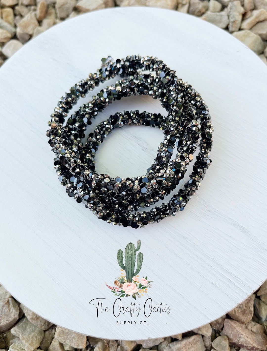 1 Yard Silver Black Chunky Rhinestone Glitter Rope, 19 Rope Earring ...