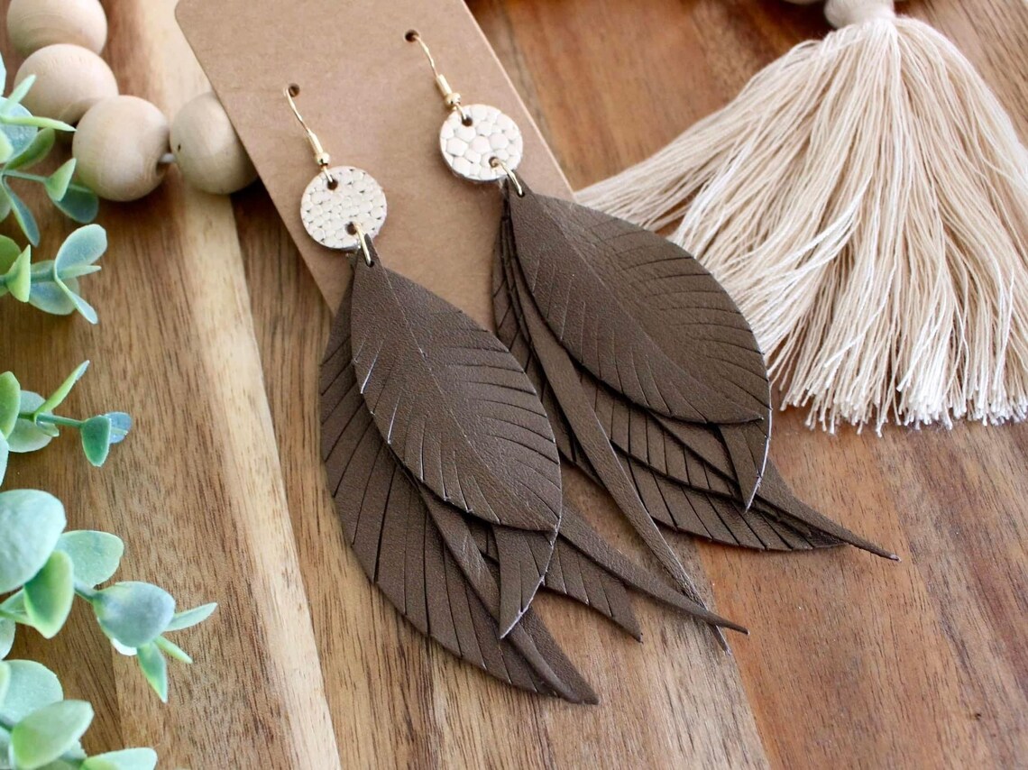3.5” Courtney Fringe Feather Earring Die, #17 Die Cutting, Earring ...