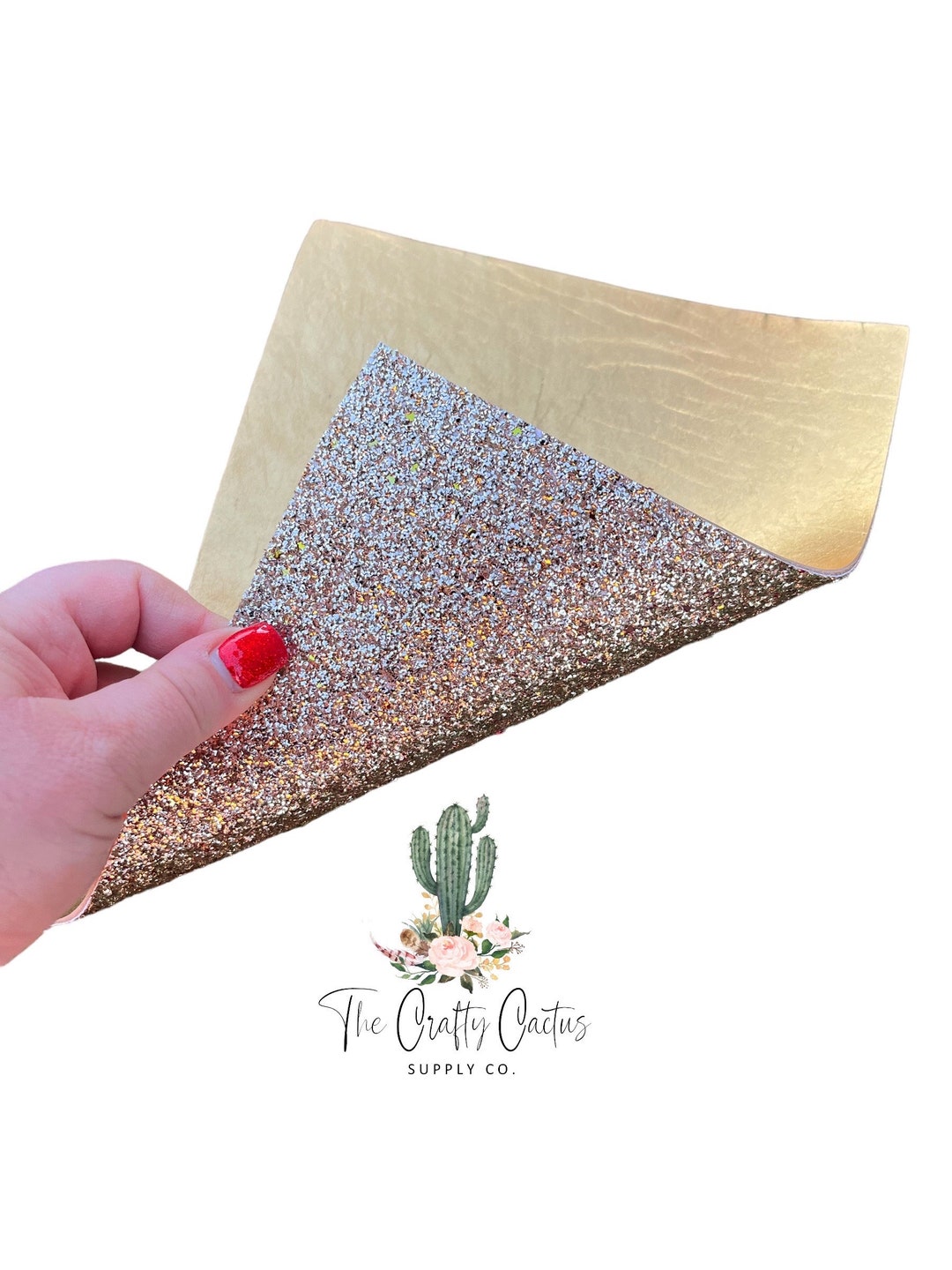 8”x10” Double Sided GOLD Metallic Cowhide Leather W/gold Glitter ...
