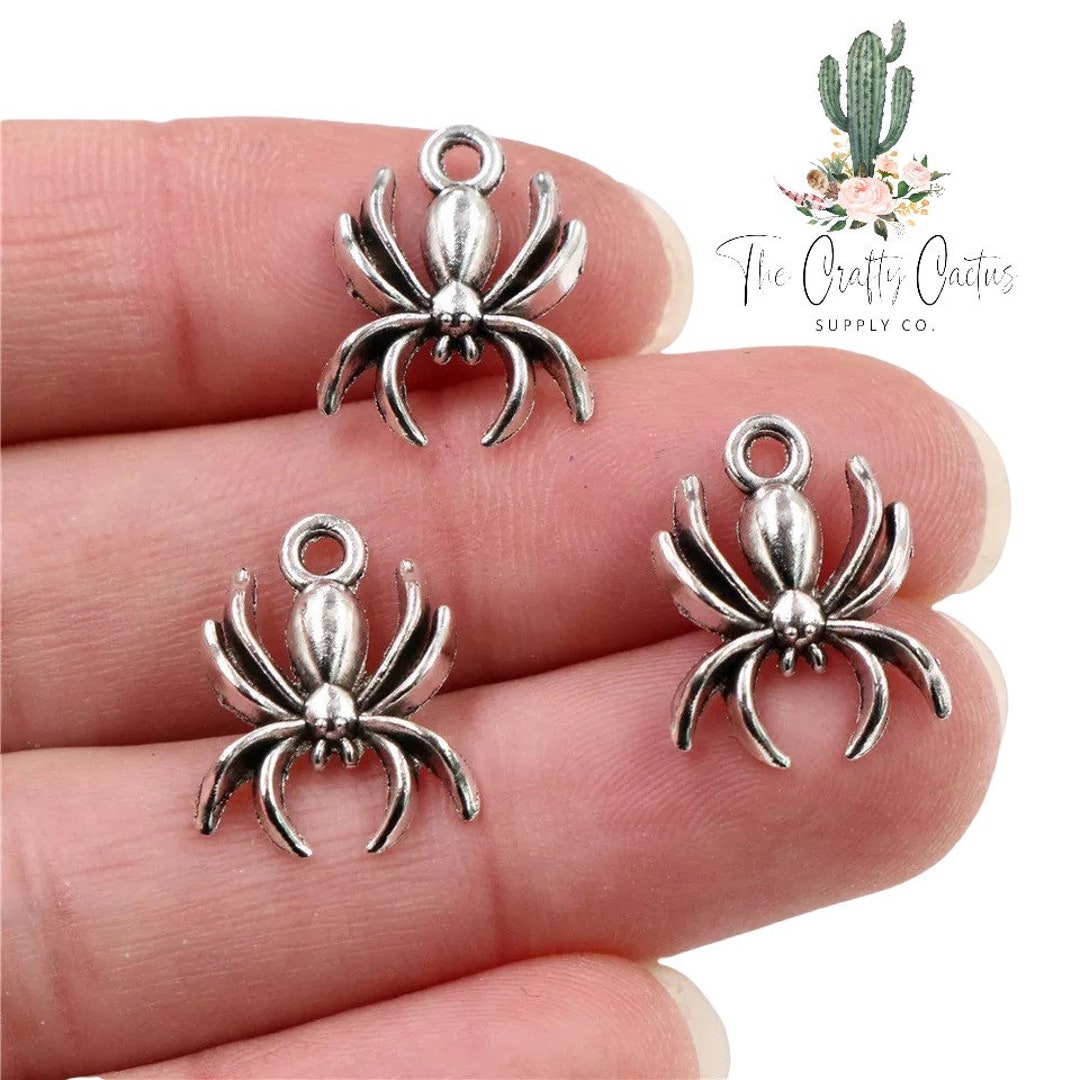 6pcs Spider Antique Silver Plated Charms, Jewelry Making, Earring ...