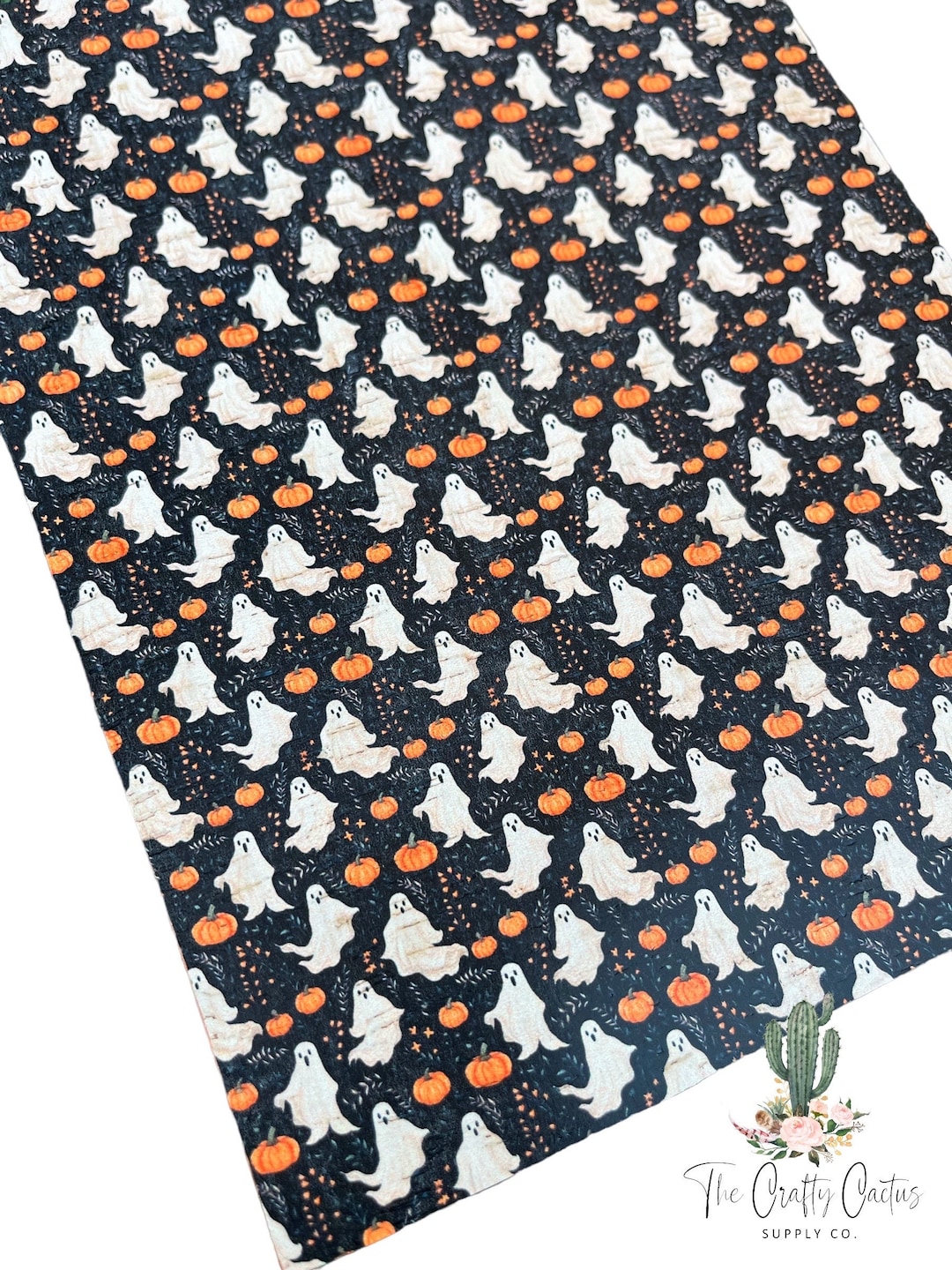 4”x6” Halloween Ghosts and Pumpkins Cork on Leather Sheets, Genuine ...