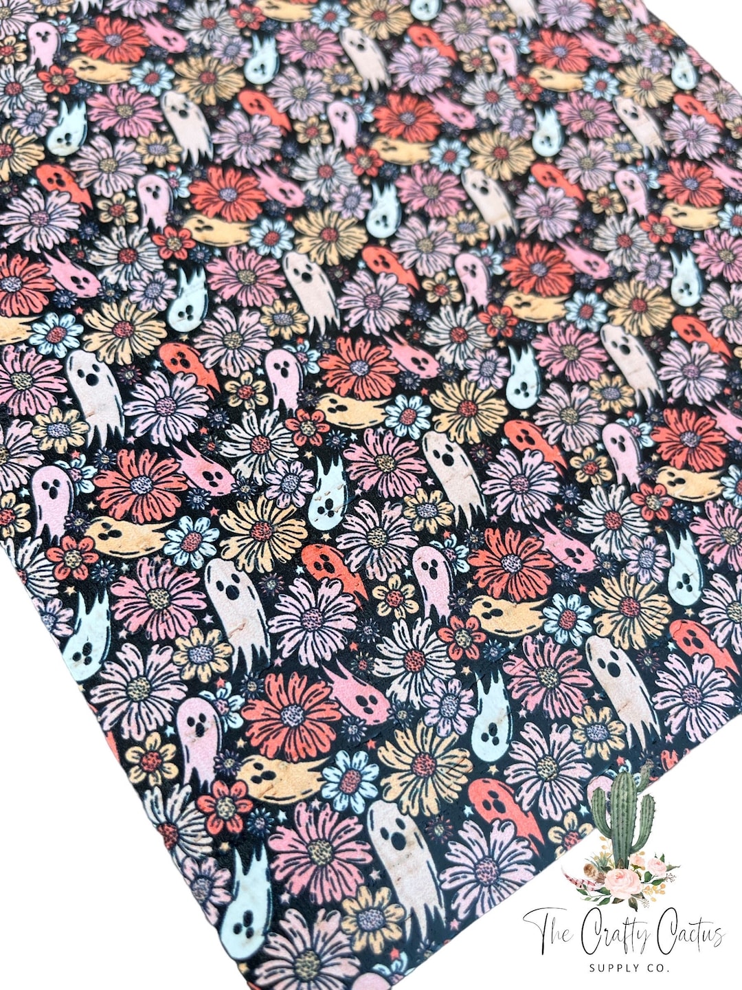 8”x10” Halloween Daisy Ghosts Cork on Leather Sheets, Genuine Leather ...