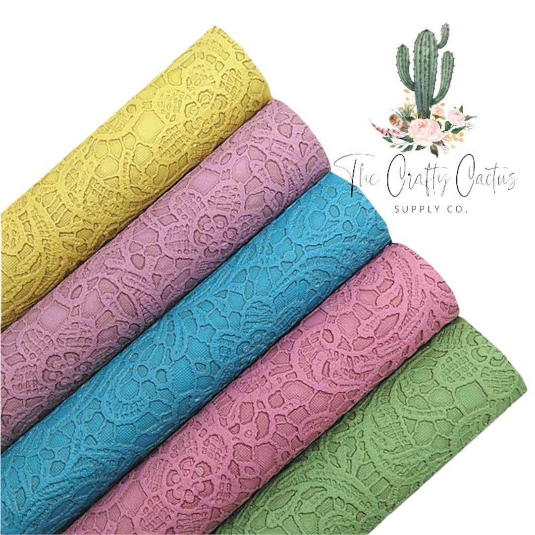 Lace Print Premium Faux Leather Sheet With Felt Backing, Synthetic Lace ...