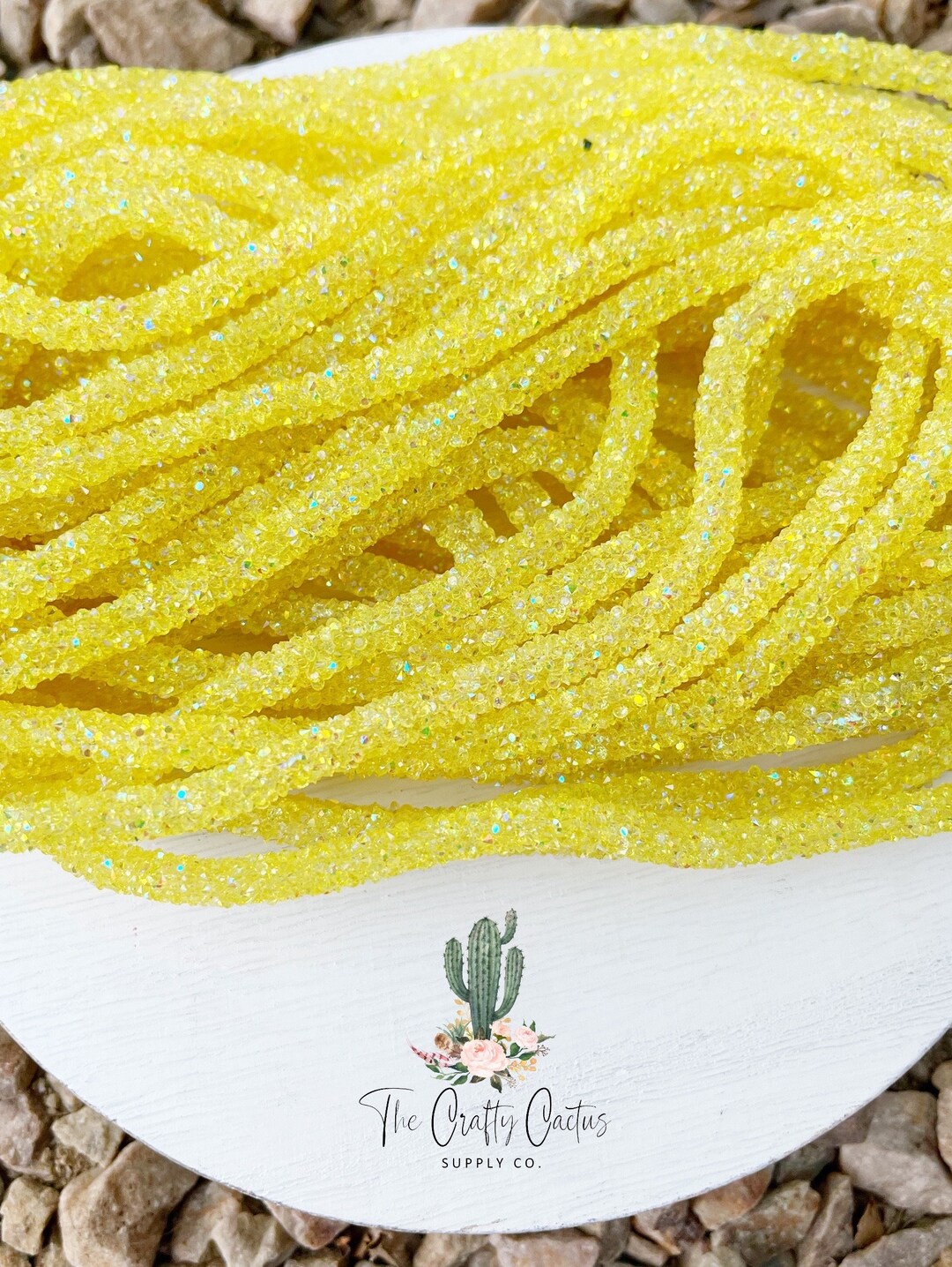 1 Yard Crystal Lemon Yellow Chunky Rhinestone Glitter Rope, #61 Rope ...