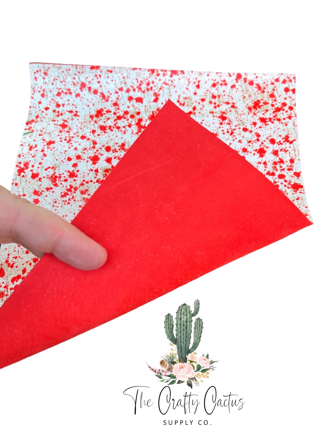 8”x10” Halloween Blood Splatter Cork on Leather Sheets, Genuine Leather ...