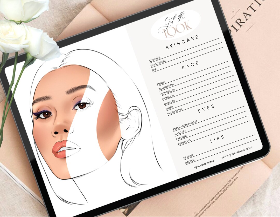 MUA Client Consultation & Makeup Product Face Chart Pack 1 5 Faces 1 ...