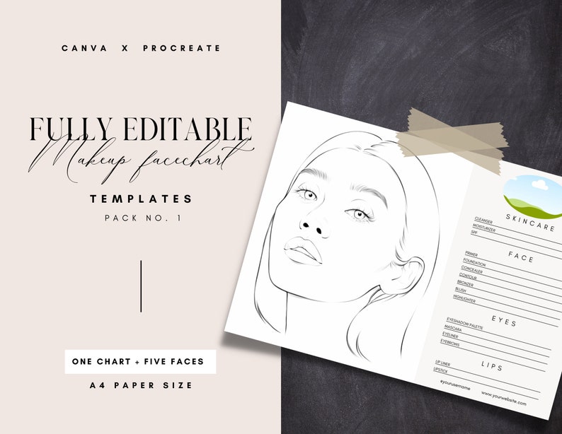 MUA Client Consultation & Makeup Product Face Chart Pack 1 | 5 Faces ...