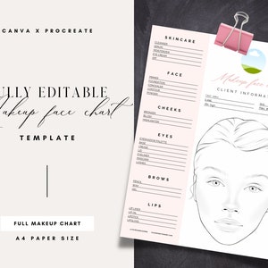 MUA Client Makeup Consultation Face Chart | Makeup Artist Editable ...