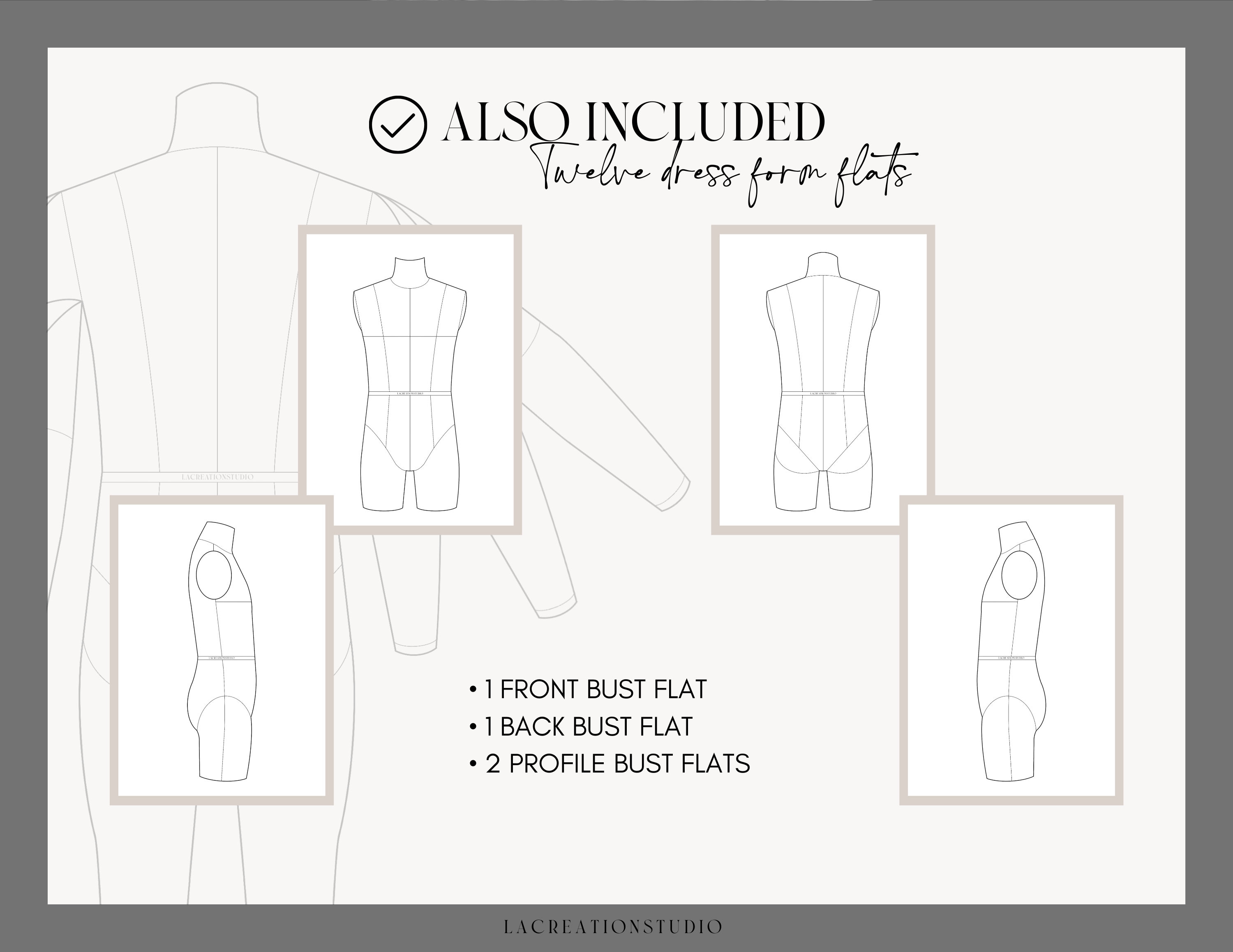 Mens Fashion Sketching Dress Form Flat Templates Front, Back & Profile ...