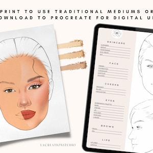 MUA Client Consultation & Makeup Face Chart Pack 3 | Front Facing and ...
