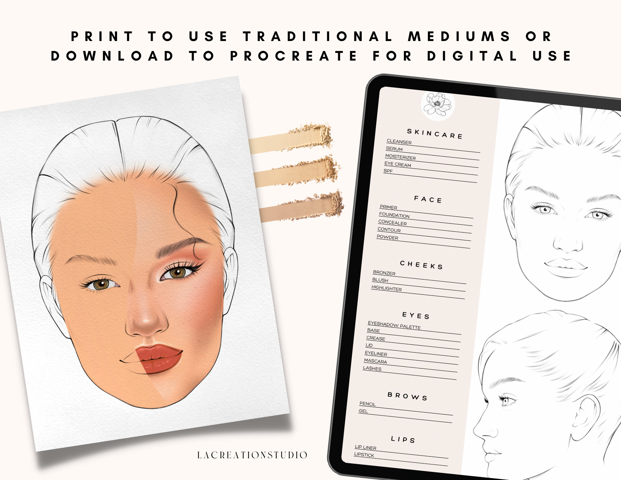 MUA Client Consultation & Makeup Face Chart Pack 3 | Front Facing and ...
