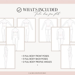 Women’s Fashion Sketching Dress Form Flat Templates | Front, Back ...