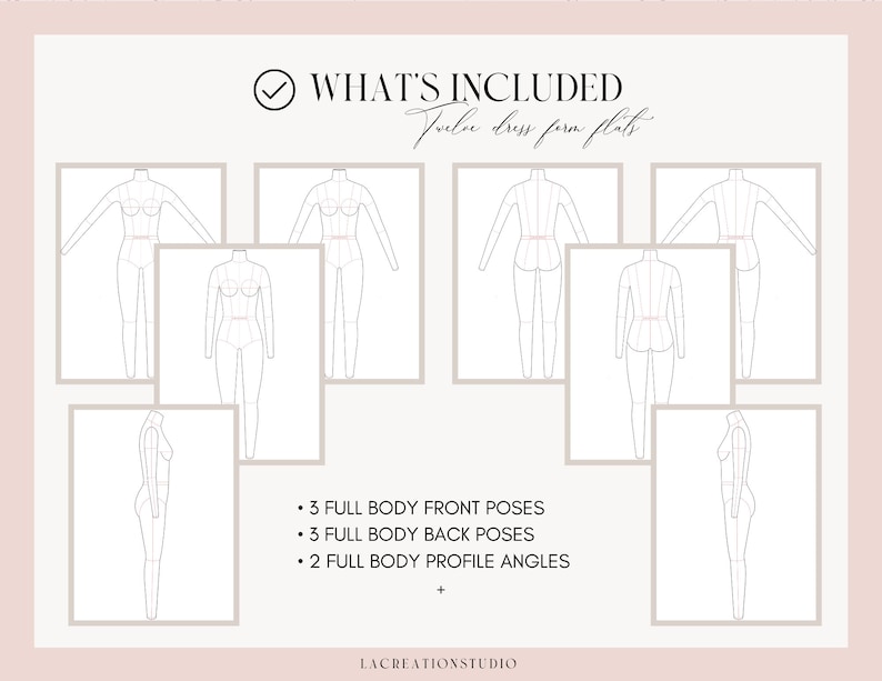 Women’s Fashion Sketching Dress Form Flat Templates | Front, Back ...