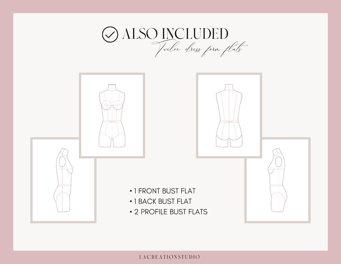 Women’s Fashion Sketching Dress Form Flat Templates | Front, Back ...
