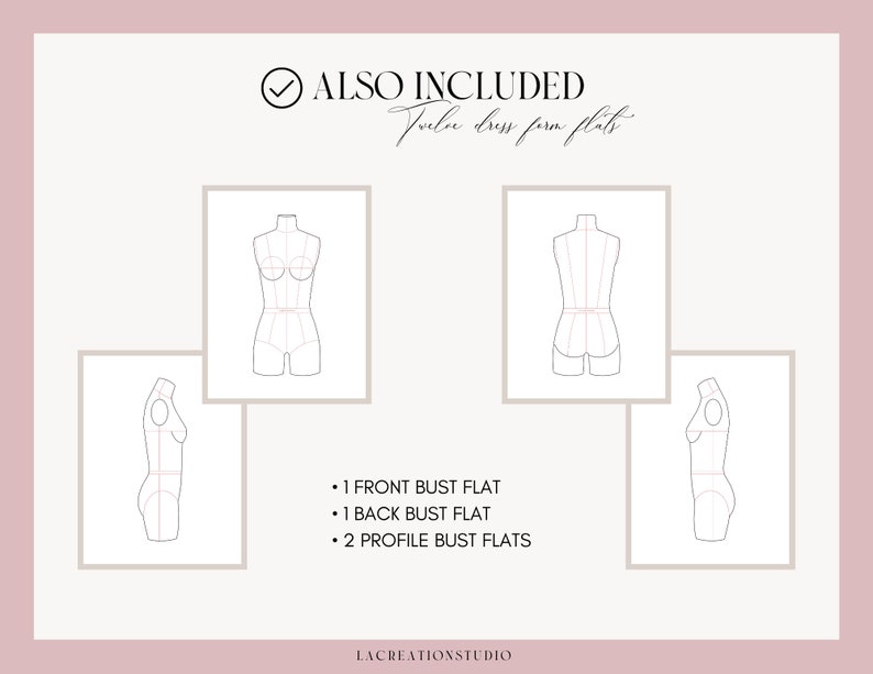 Women’s Fashion Sketching Dress Form Flat Templates | Front, Back ...