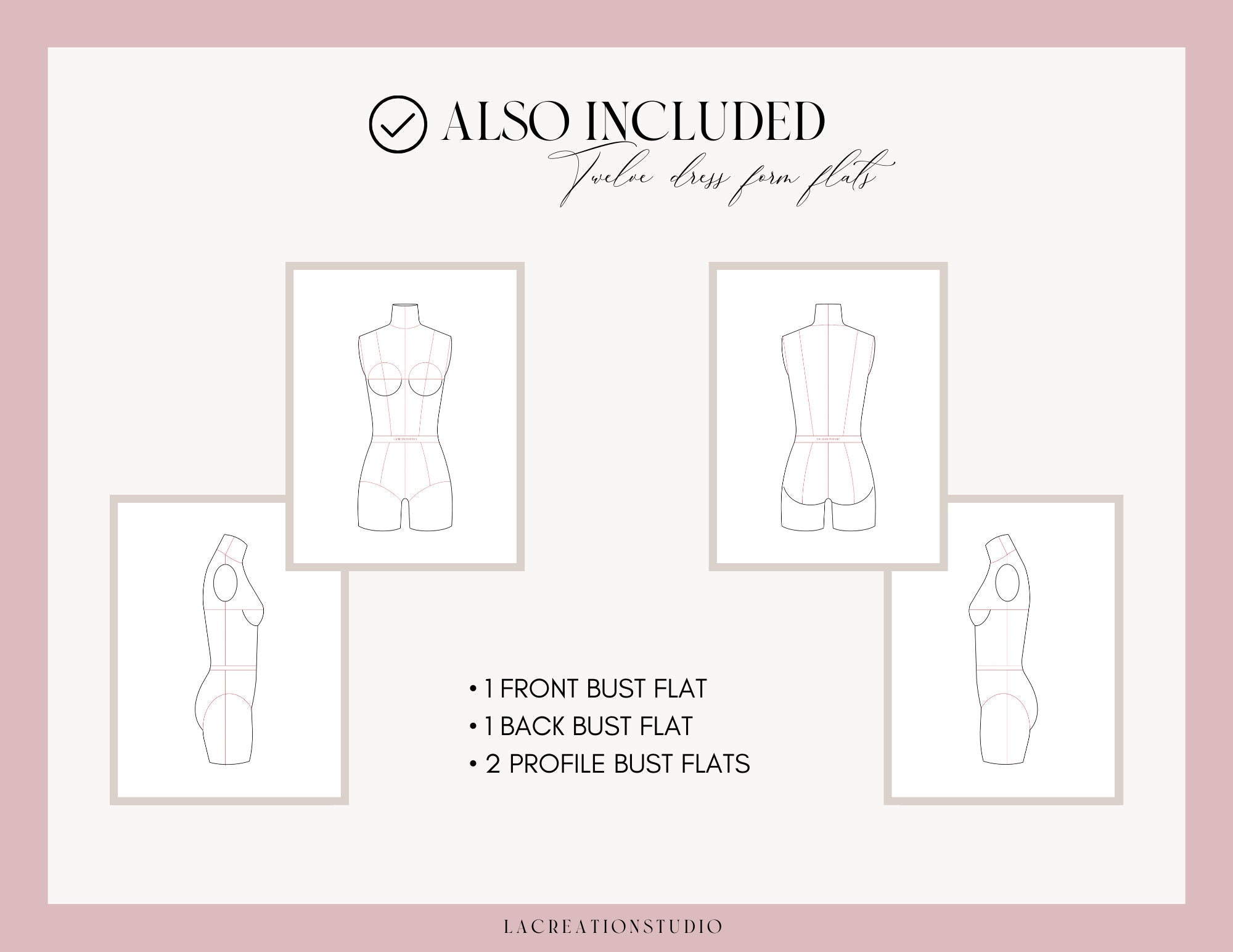Women’s Fashion Sketching Dress Form Flat Templates | Front, Back ...
