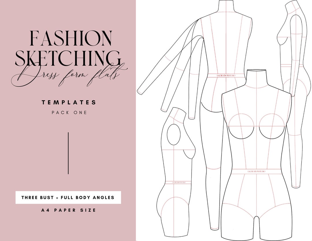Womens Fashion Sketching Dress Form Flat Templates Front, Back ...