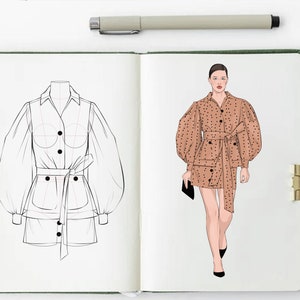 Women’s Fashion Sketching Dress Form Flat Templates | Front, Back ...