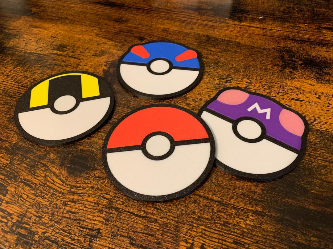 3D Printed Pokéball Coasters (set of 4) - Etsy