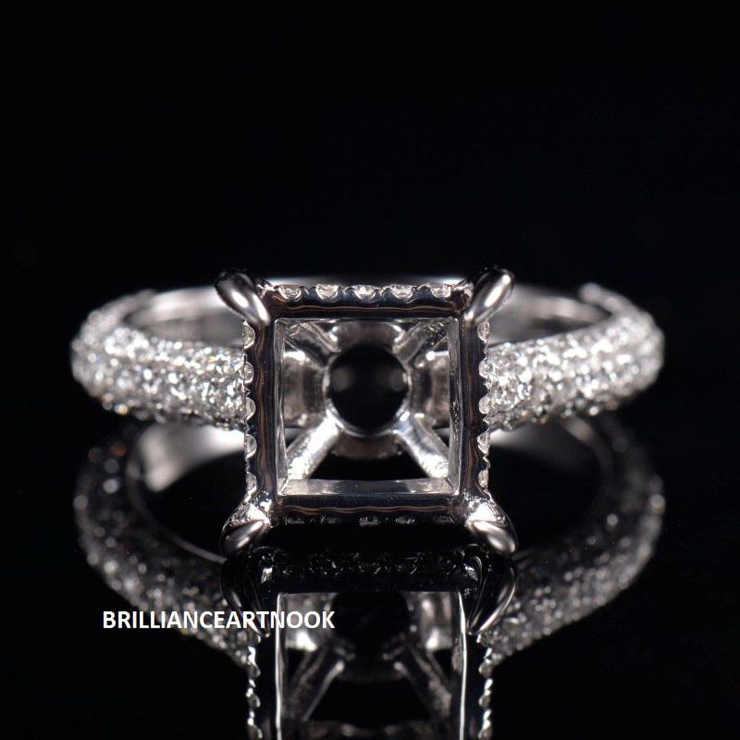 925 Sterling Silver Custom Princess Cut Semi Mount Promise Ring Can Fit ...