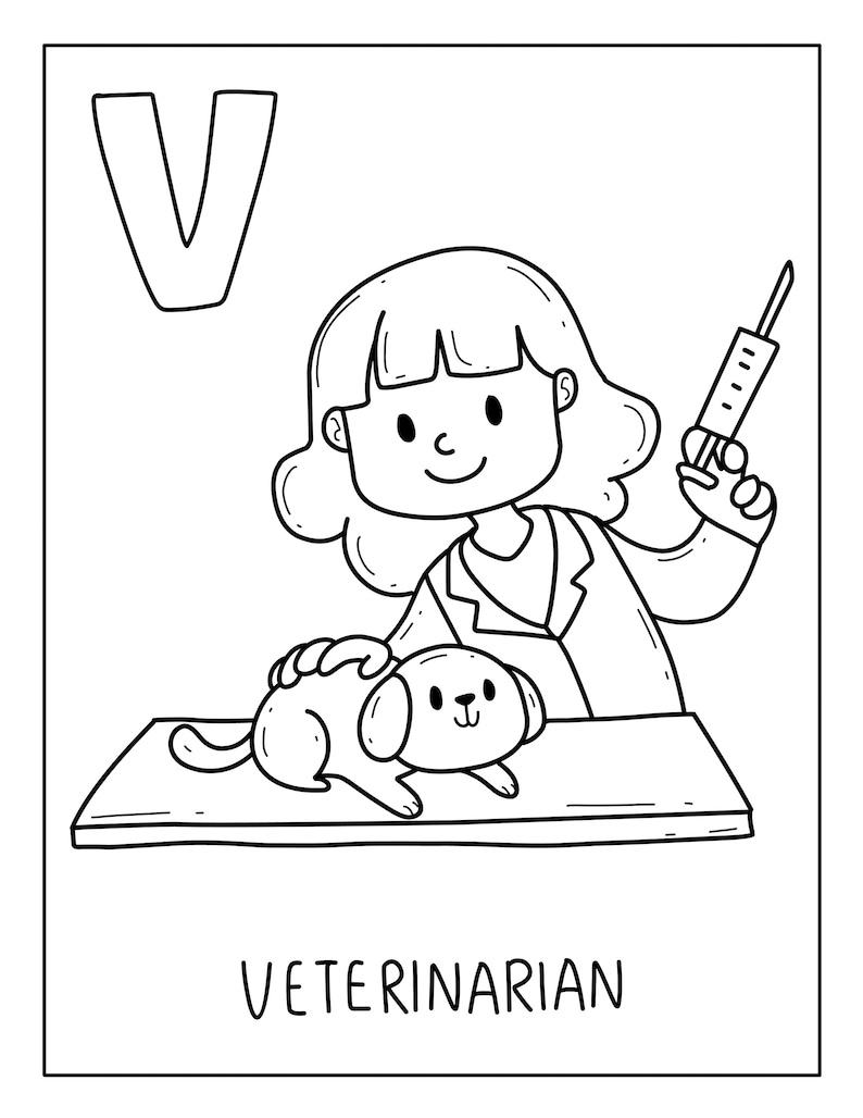 Professions Alphabet Coloring Pages, Community Helpers Coloring Book ...