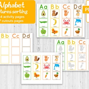 Alphabet Pictures Sorting Activity, Educational Material, PDF Printable ...