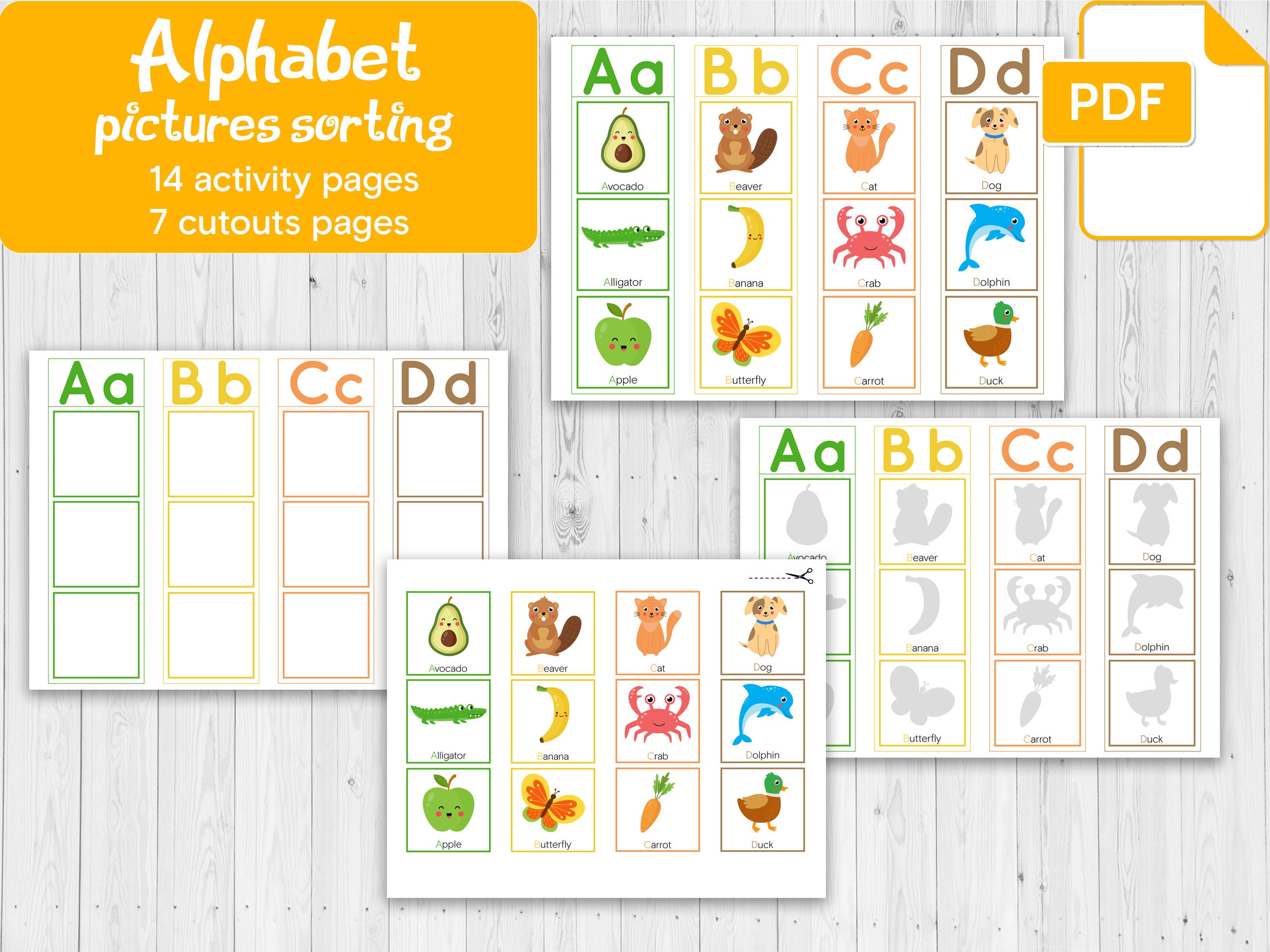 Alphabet Pictures Sorting Activity, Educational Material, PDF Printable ...
