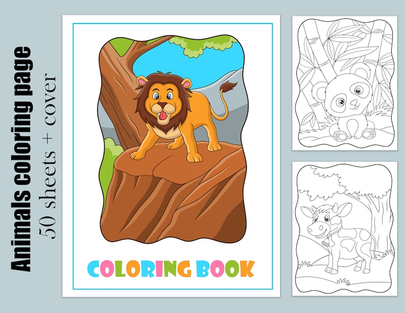 50 Animals Coloring Pages for Kids: Preschool Kindergarten (PDF) - Etsy