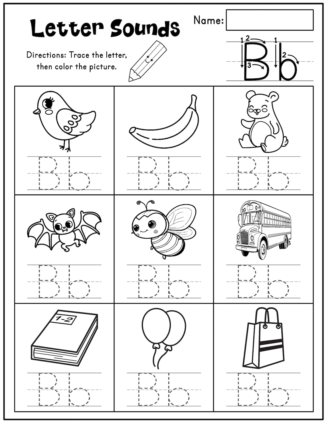 Letter Sound Coloring Pages, 26 Printable Pages, Alphabet Worksheet ...