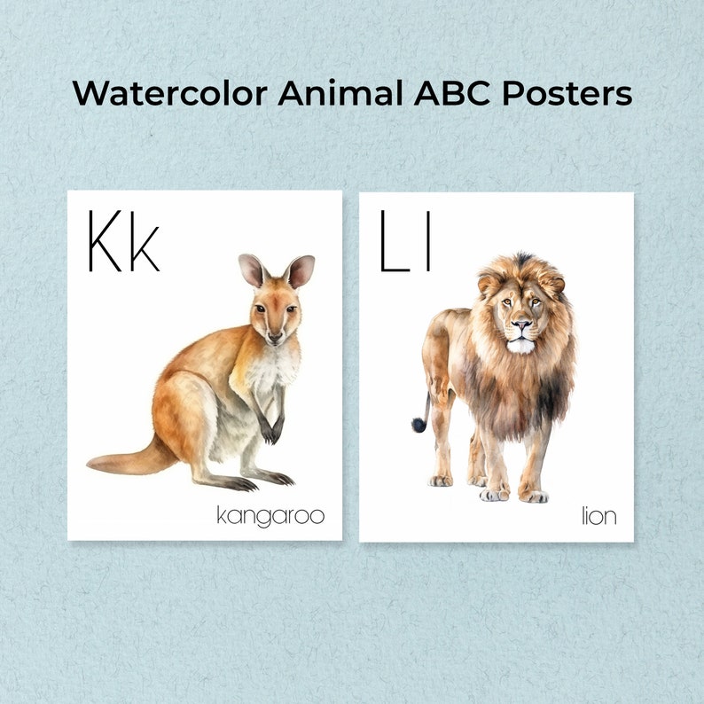 Watercolor Animal Alphabet Posters: Classroom ABC Printables (digital ...