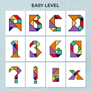 Tangram Alphabet & Numbers: Montessori Puzzle Cards (PDF) - Etsy