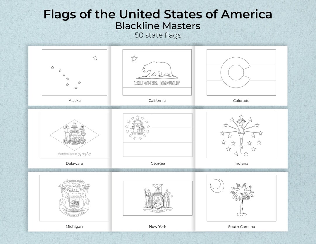 Flags of the United States of America, Blackline Masters, 50 State ...